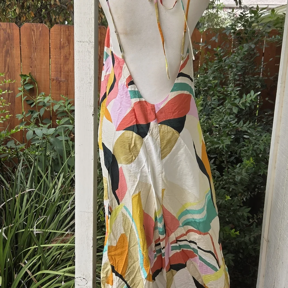 Dresses | Lulus Wonderful Bliss Beige Multi Abstract Print Backless ...